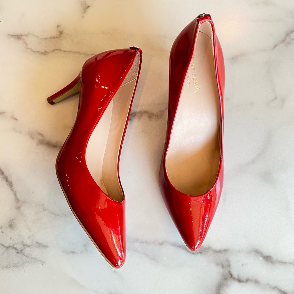 Kate Spade Red Patent Leather High Heel Pumps Gem